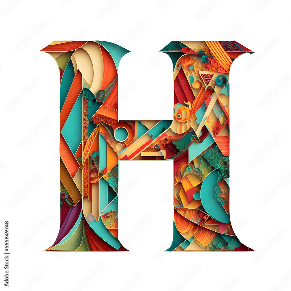 Letter H Papercut. Generative AI Illustration of ABC Alphabet ...