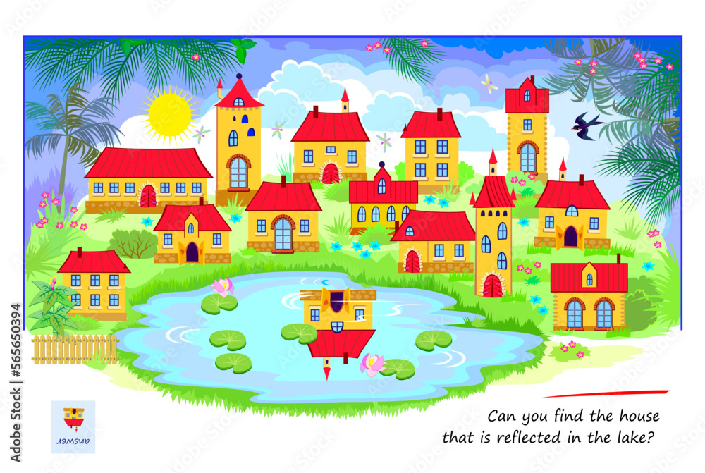 Logic puzzle game for children and adults. Can you find the house that ...