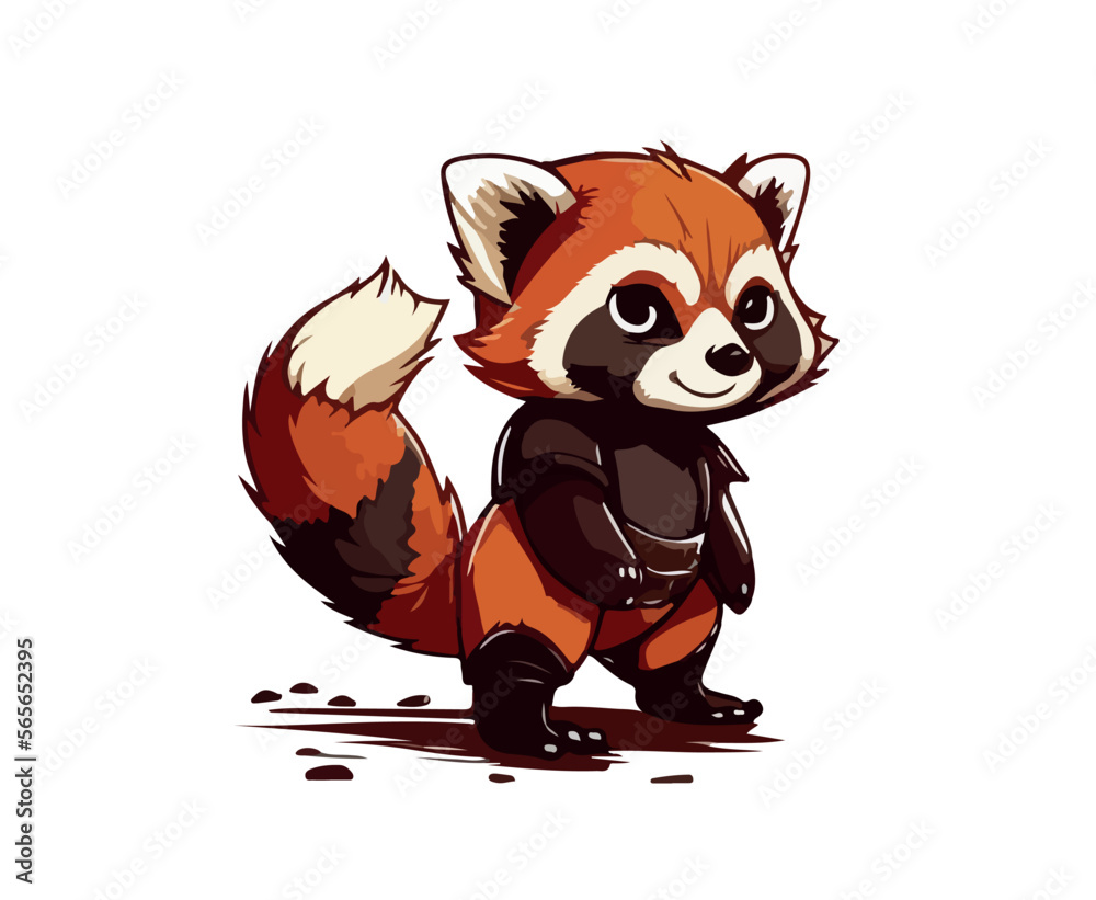 Cartoon red panda on a white background.Vector illustration Stock ...