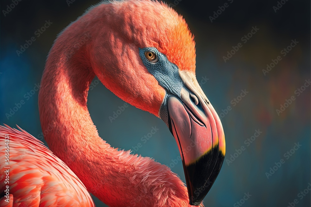 Pink flamingo close-up portrait in high resolution, exotic bird, bright ...