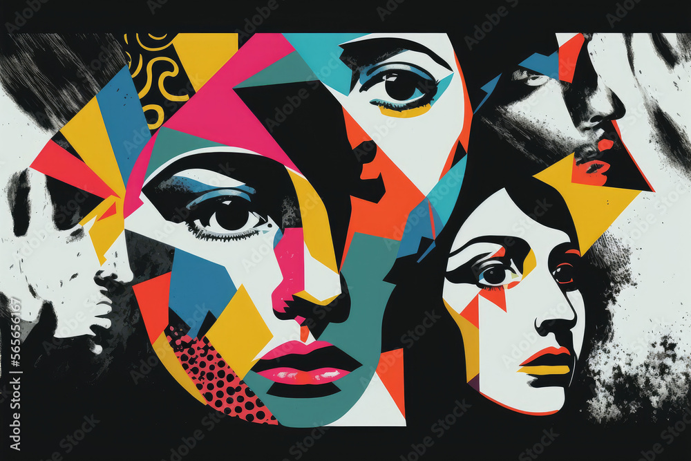 Abstract human many faces expression, dark emotion and uncertain mental ...