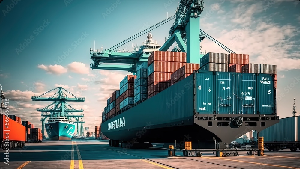 cargo containers in the port 4k, docks, scenic landscape, imposing ...
