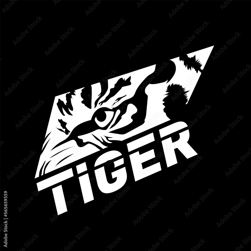 Tiger Logo with Black Line Art Style with a Good Blend of Fonts and ...