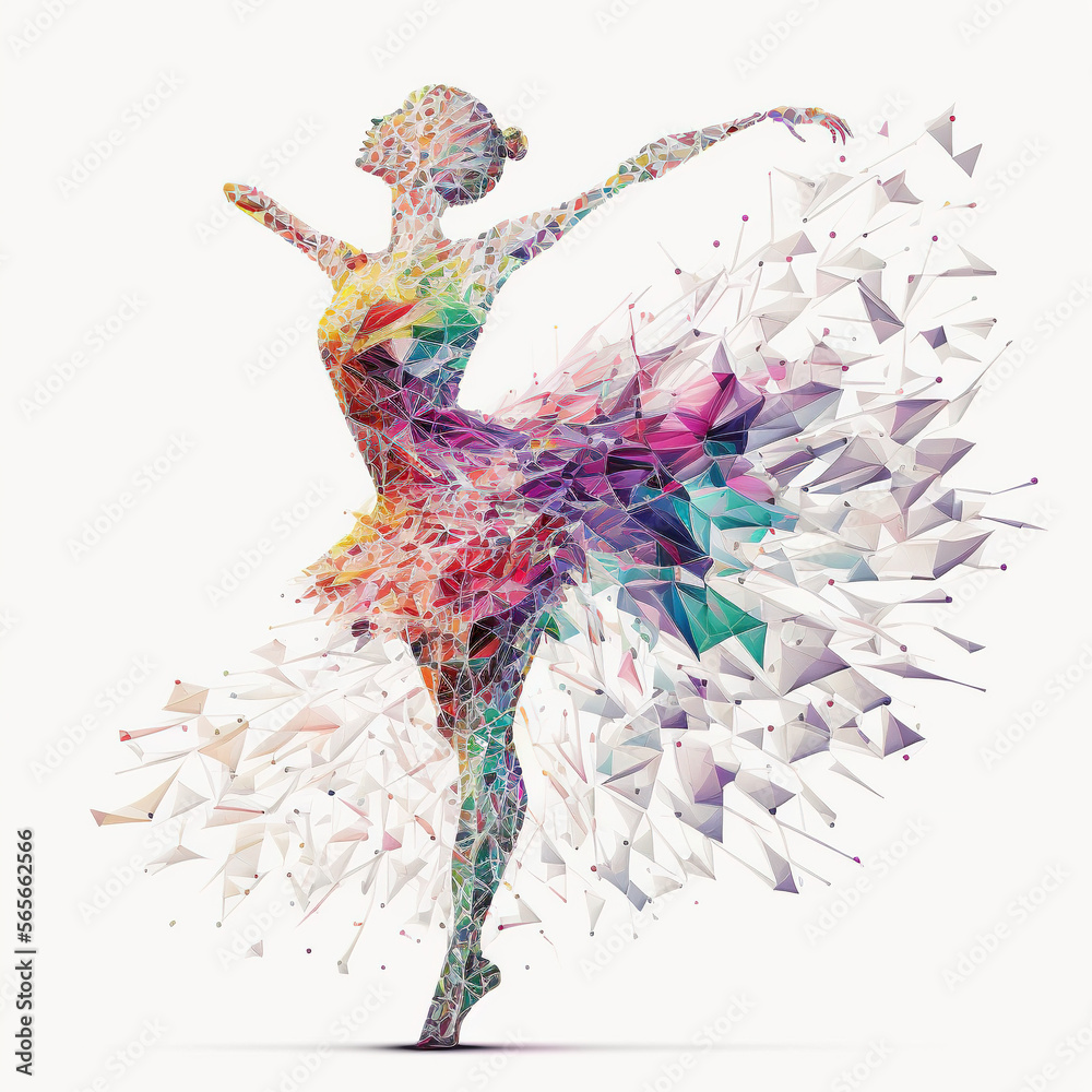 Ballerina Abstract line art and colorful with white background ...