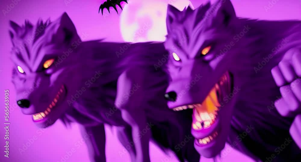 purple color werewolf howling at moon night wolf monster moon animation ...