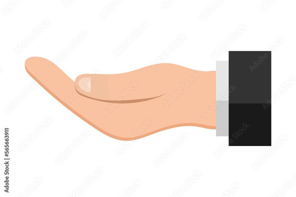 Outstretched hand. Vector illustration flat design. Isolated on white ...