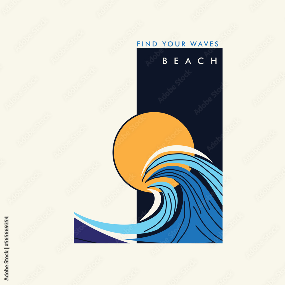 Find your Waves Beach sunset Poster design for t shirt,posters, banner ...