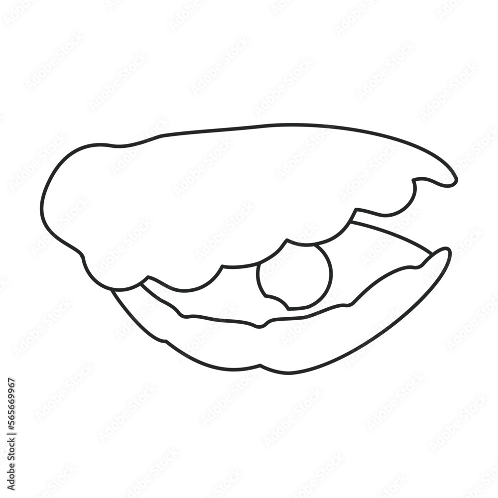 Shell sea vector outline icon. Vector illustration sea shell on white ...