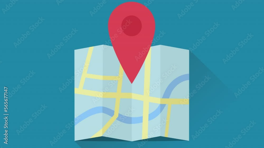 Looping animation of a jumping red geographic location marker in the ...