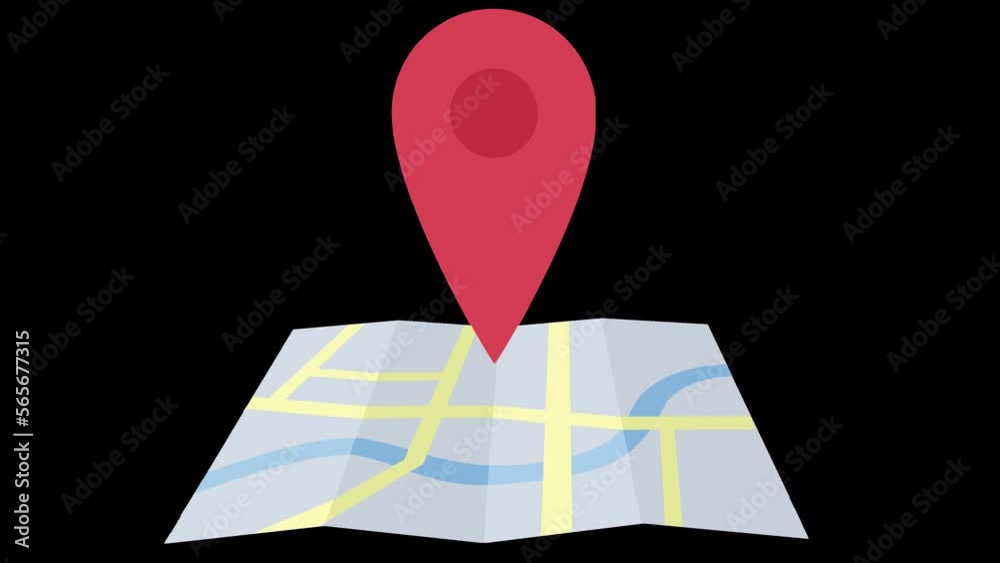 Looping animation of a jumping red geographic location marker in the ...