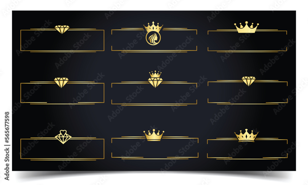 Gold frame badges and labels premium border quality. Art deco golden ...