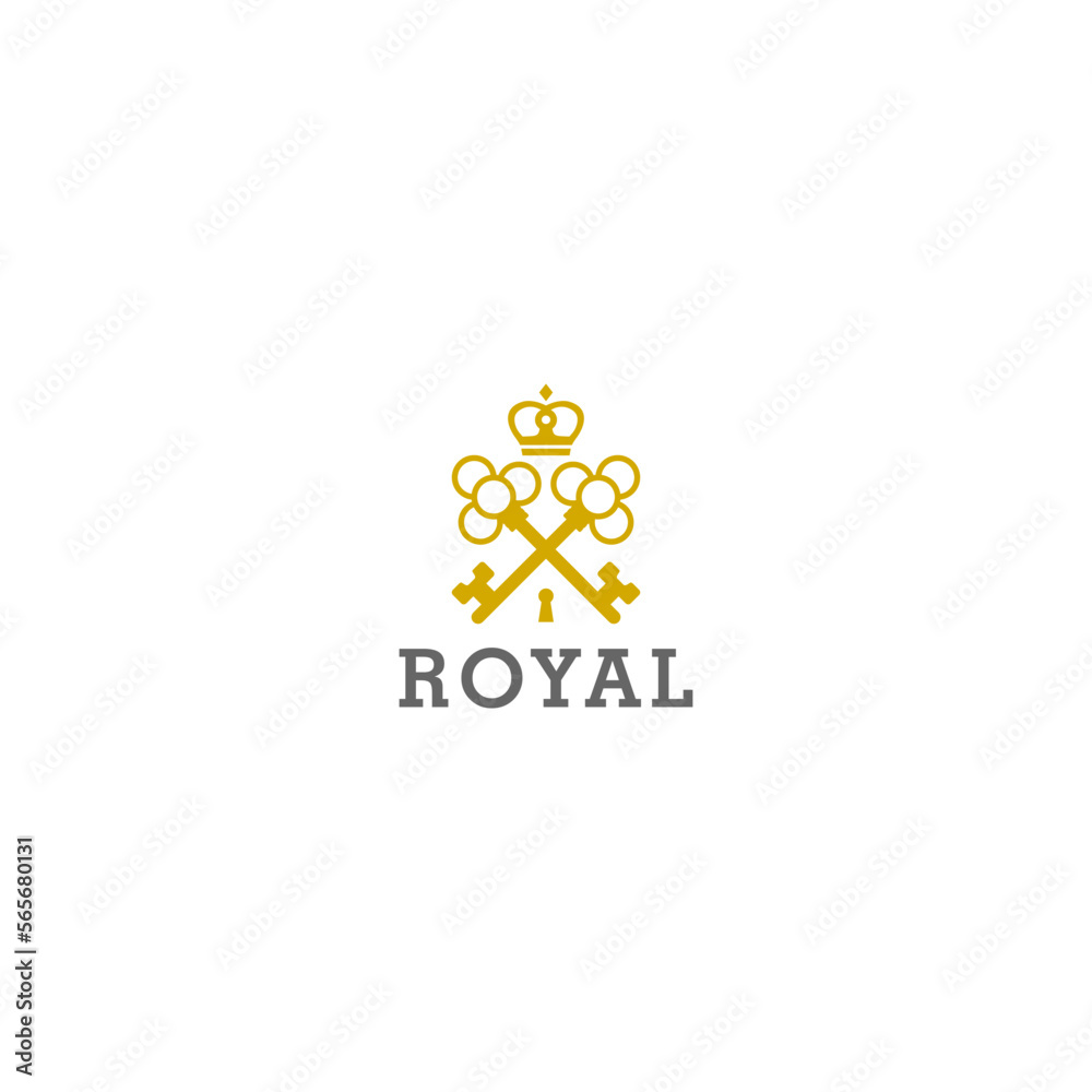 Royal key icon. Modern real estate logo template isolated on white ...