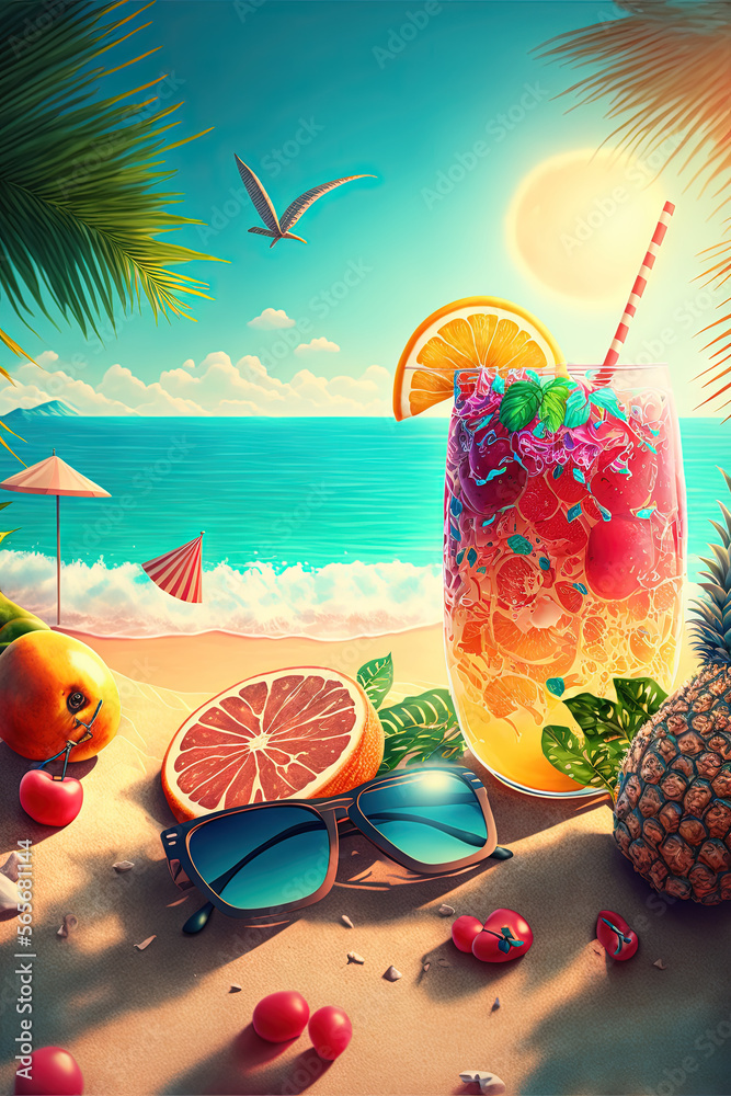 Summer vibes pictures - summer illustrations series - Summer background wallpaper created with ...