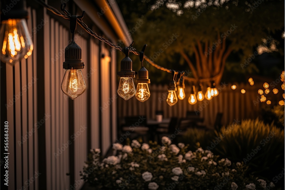 Brightening Up the Backyard: The Magic of Outdoor String Lights 素材庫插圖 ...