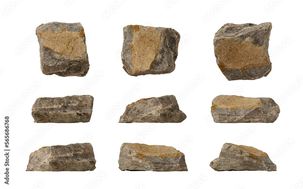 Architectural and landscape concept. Top and side view of garden stone ...