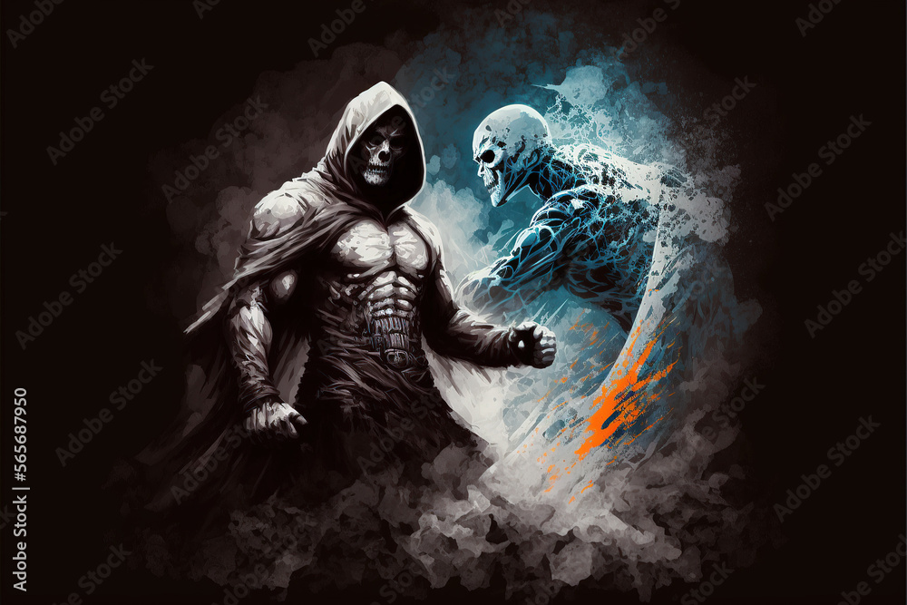 UFC fighter fighting the grim reaper, Generative AI Stock Illustration ...