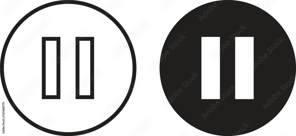 video paused icon simple trendy flat style line and solid Isolated ...