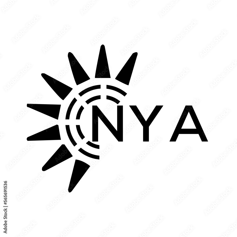 NYA letter logo. NYA image on white background and black letter. NYA ...