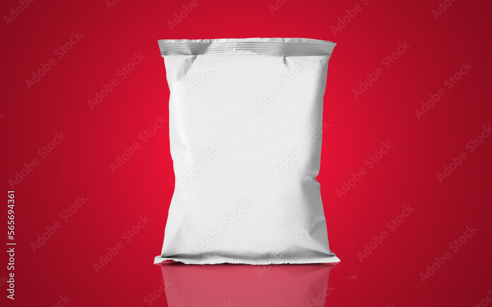 Blank chip pearl grey white packages design in 3d illustration isolated ...