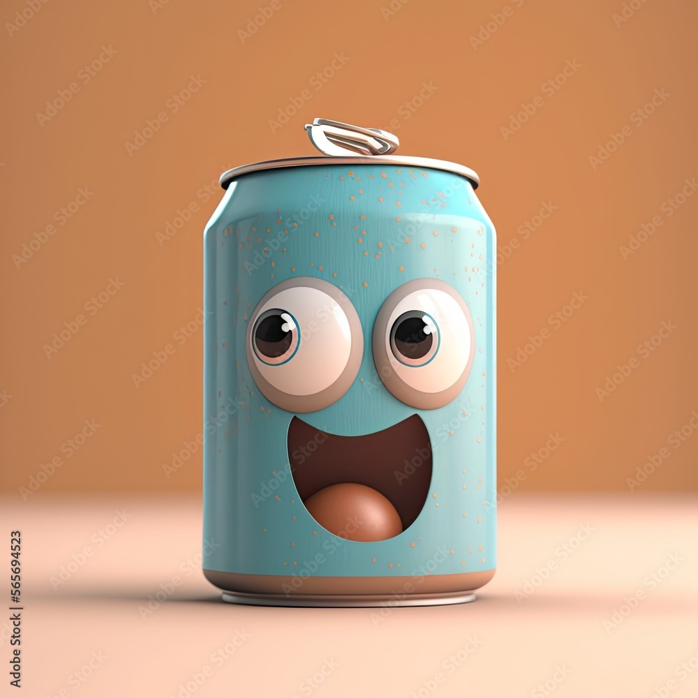 Cute Cartoon Soda Can Character (Generative AI) Stock Illustration ...