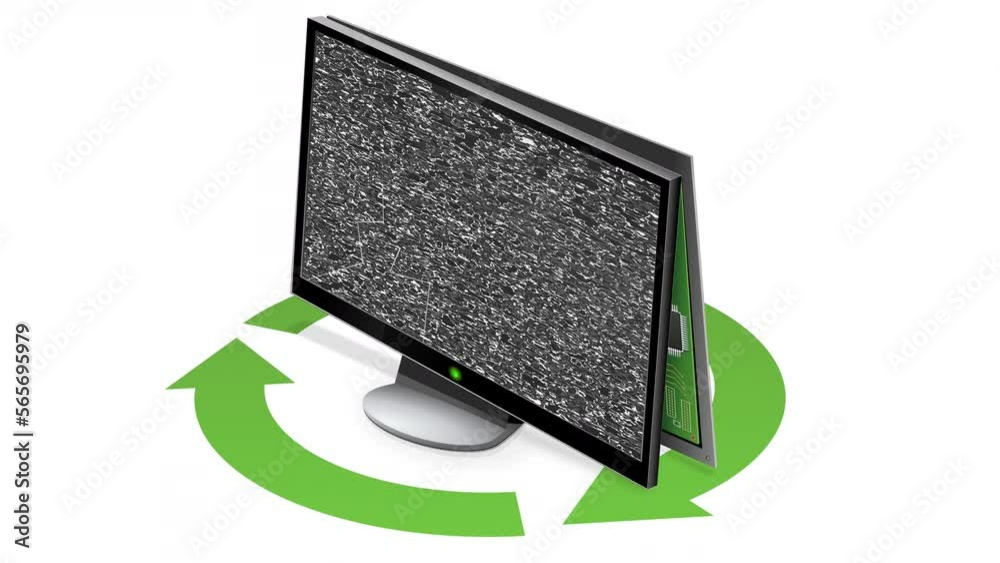 3D broken flat screen with its defective screen surrounded by the ...