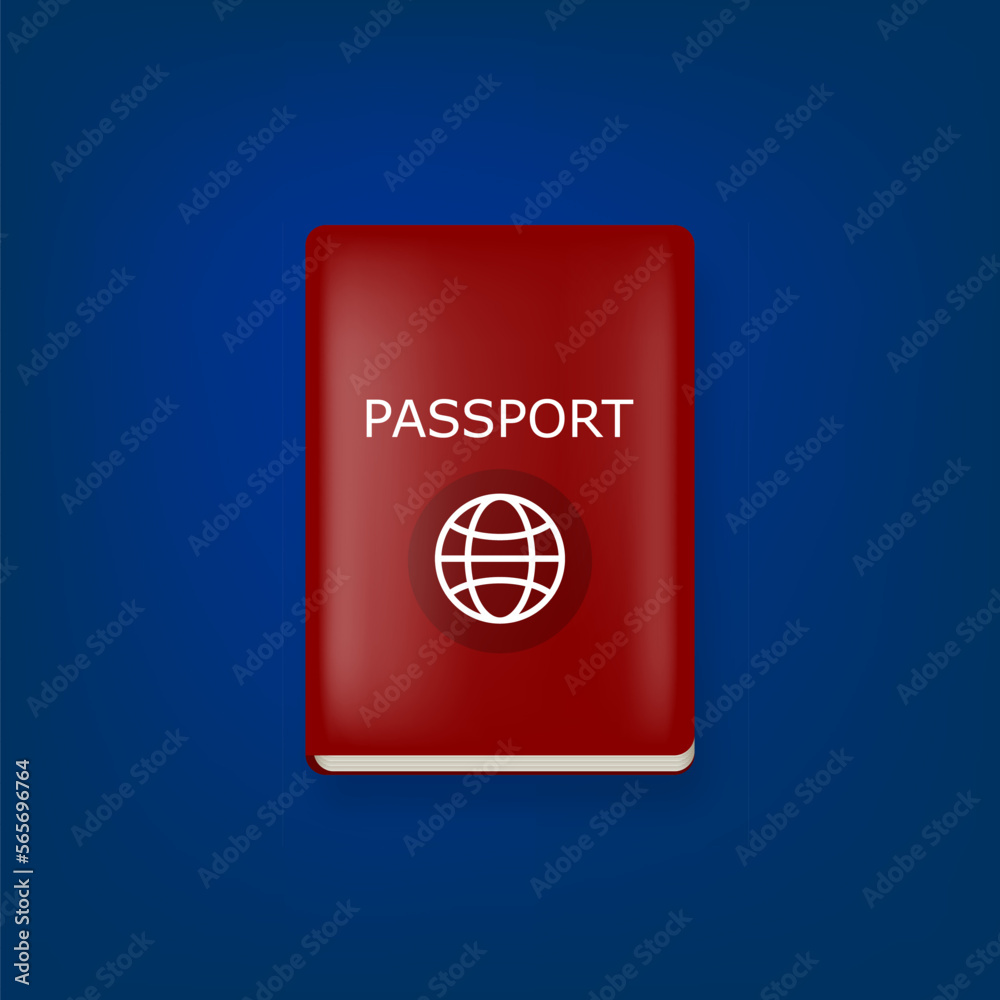 Vector Red International Passport Cover Design Template Isolated On