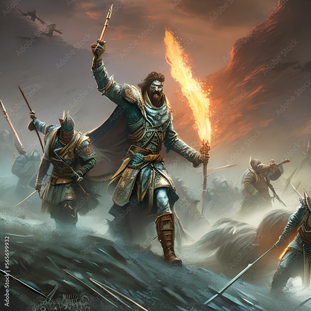 Terrible fantasy scene of a Necromancer raising an army of the dead1 ...