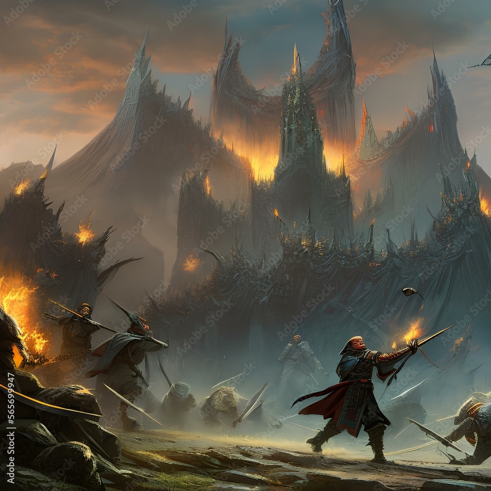 Terrible fantasy scene of a Necromancer raising an army of the dead3 ...