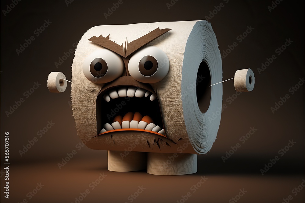 Very angry toilet paper, created with Generative AI technology Stock ...