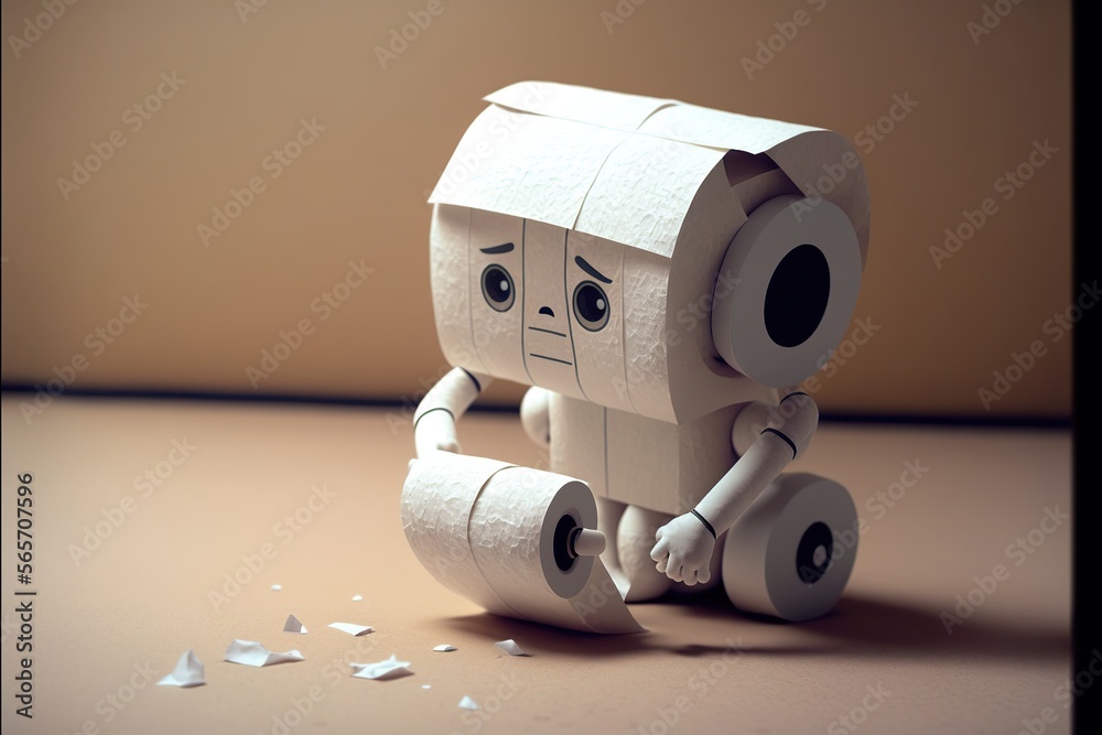 Robot with toilet paper, created with Generative AI technology Stock ...