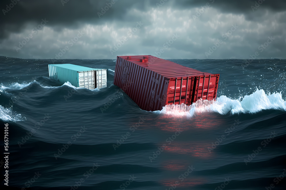 Containers fall into blue water, Cargo ship crash in storm at sea ...