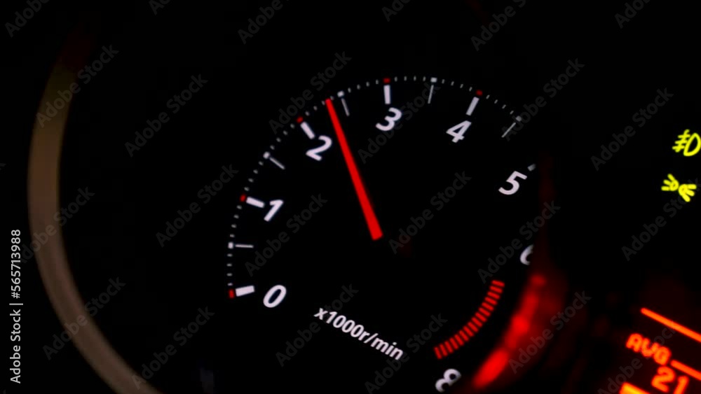 Close up of car speed meter. Footage. Interior of a modern car ...