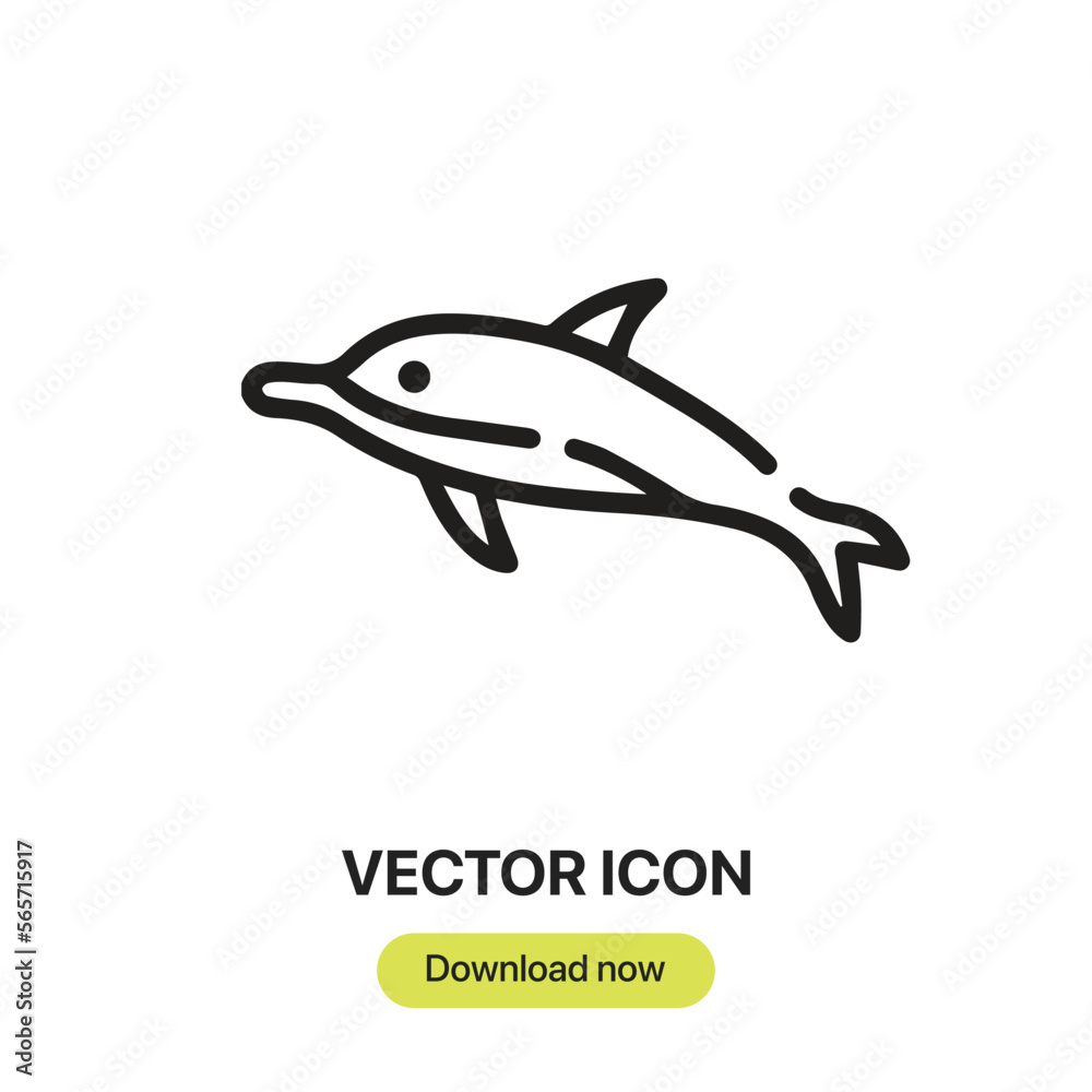 dolphin icon vector. Linear style sign for mobile concept and web ...