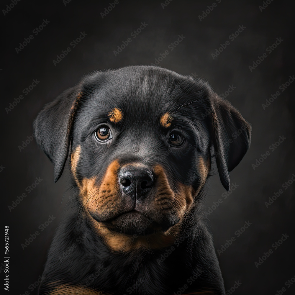 Rottweiler Puppy Portrait Stock Illustration | Adobe Stock