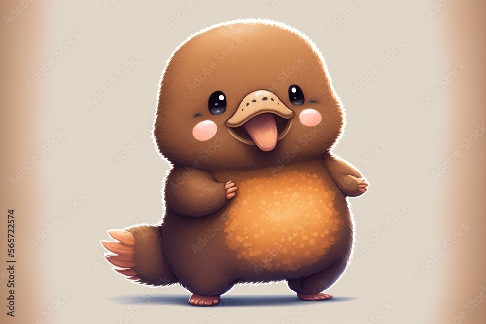 cartoon platypus character illustration - generative ai Stock ...