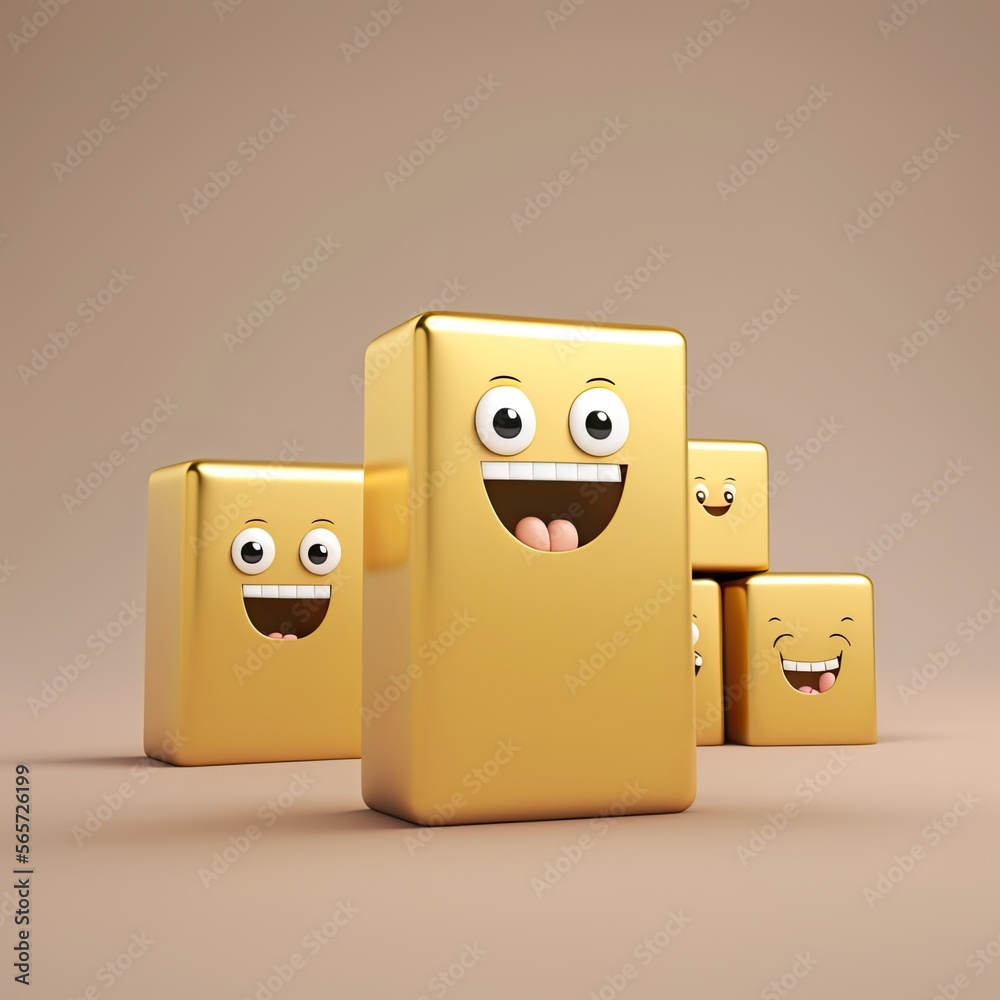 Cute Cartoon Gold Bar Character (Generative AI) Stock Illustration ...