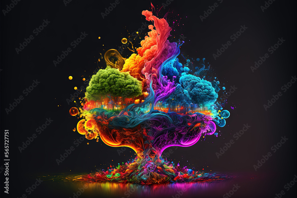 Concept of an RGB Tree, the Tree of Life. Generative AI. Stock ...