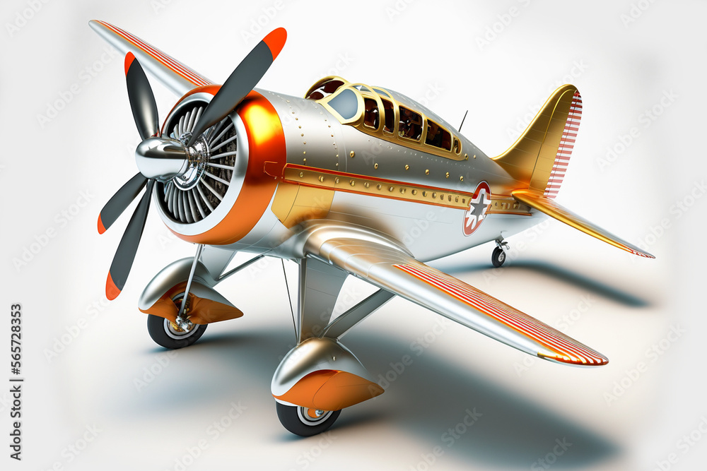 3d small airplane on white background, AI generated artwork Stock ...