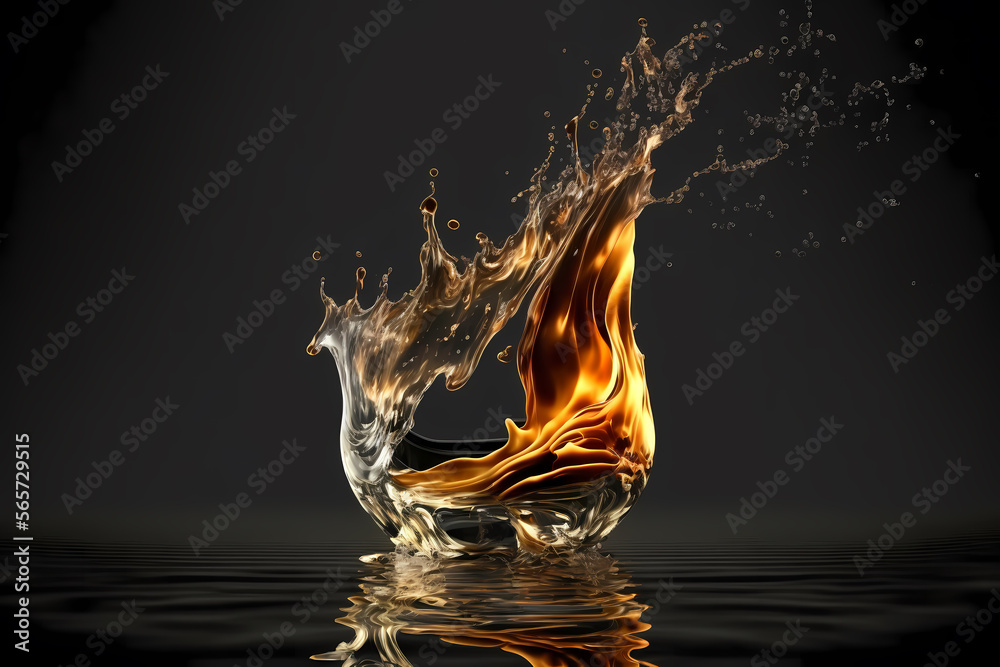 Fire and water splash. Dynamic concept of two opposite elements. Heat ...