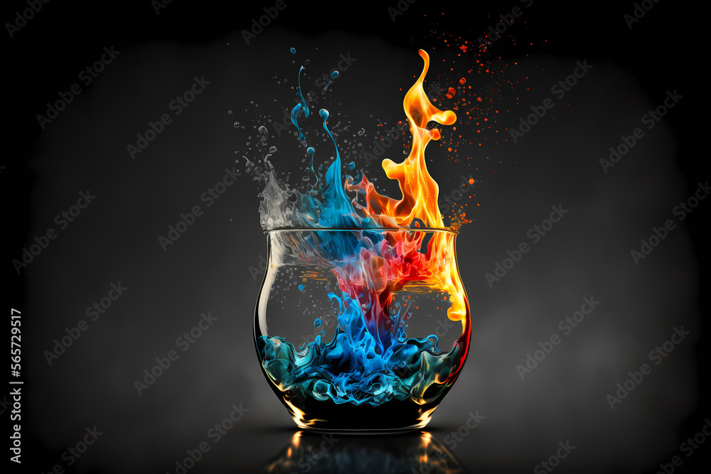 Fire and water splash. Dynamic concept of two opposite elements. Heat ...