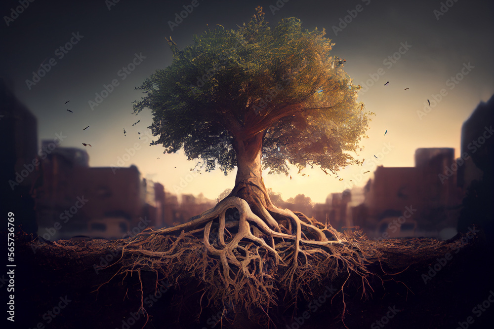 Roots of a Tree. AI generated Stock Illustration | Adobe Stock