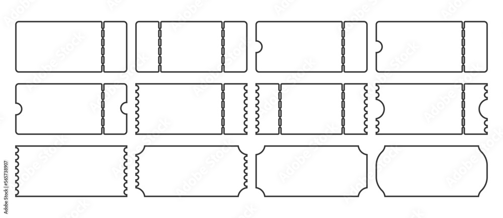 Line Raffle ticket Symbol. Blank Template Tickets Stock Vector | Adobe ...