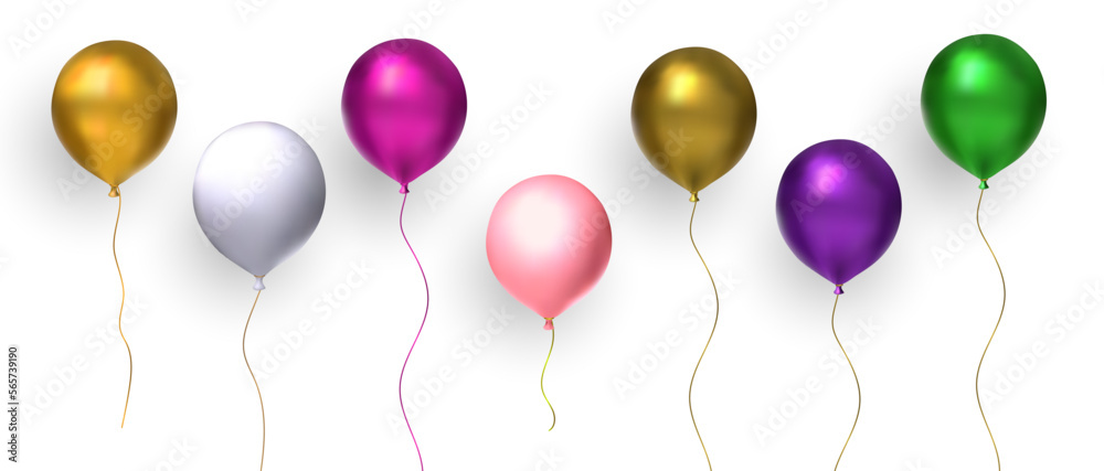 Balloon party colorful set isolated on transparent background. Vector ...