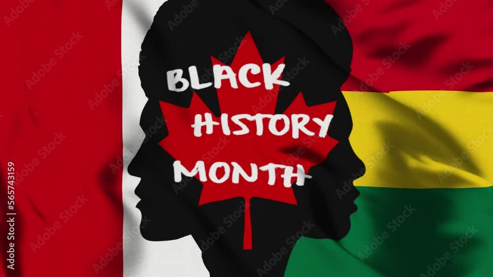 Black history month flag.half canadian flag and half with pan-african flag colors.two African ...