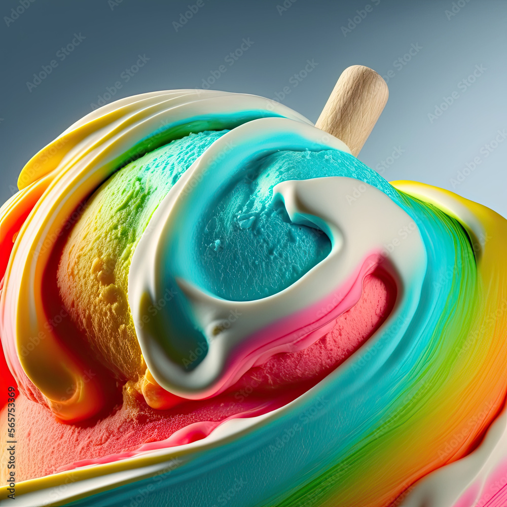 Rainbow sherbet or ice cream portion Stock Illustration | Adobe Stock