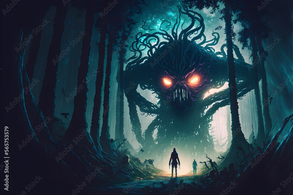 dark forest giant alien squid attack apocalypse environment complex ...