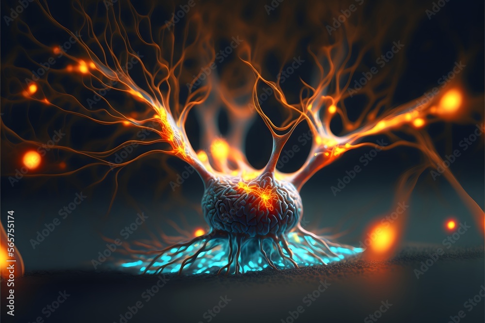 Neural connections in the human brain are illustrated by neurons firing ...