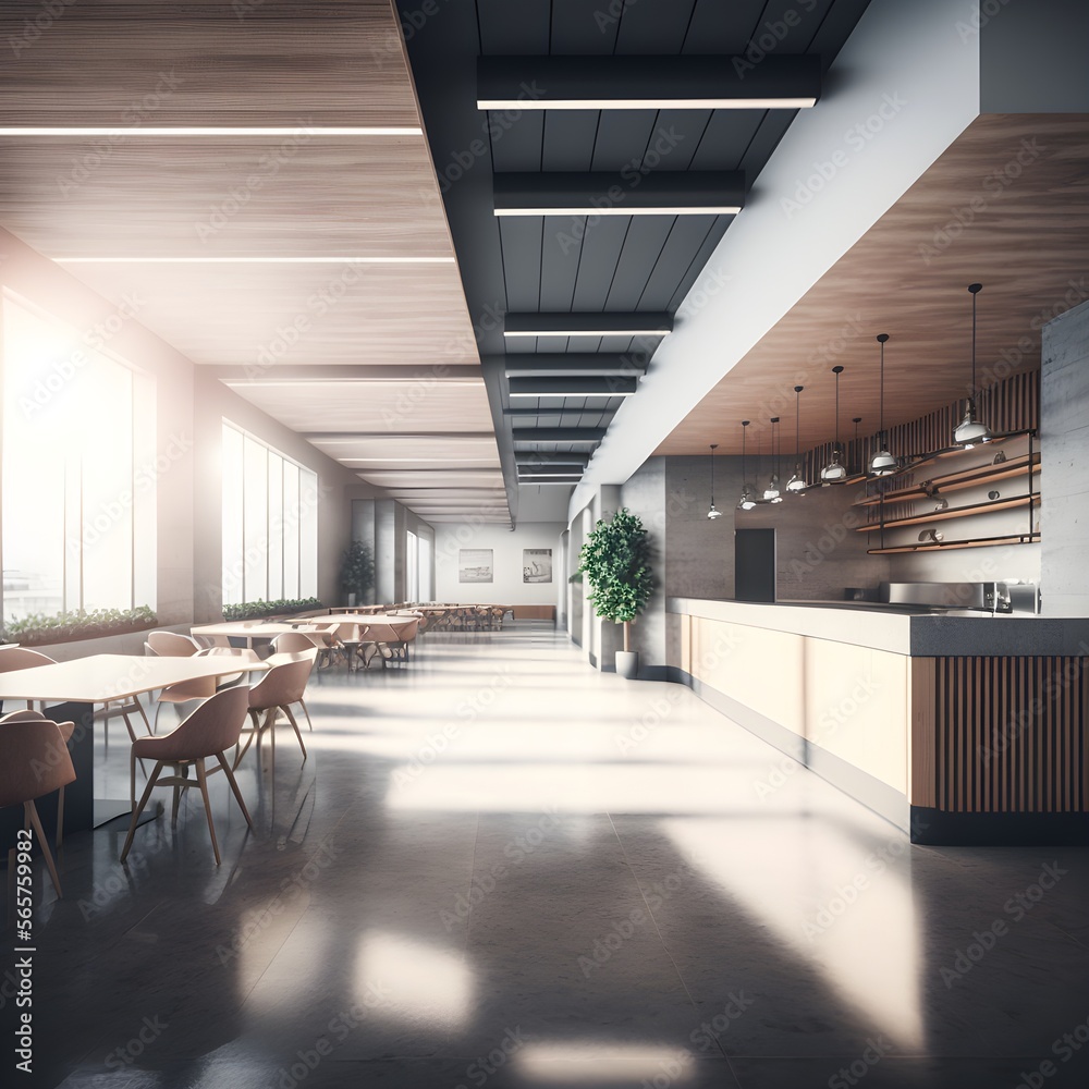 ภาพประกอบสต็อก interior of an ultra modern office cafeteria Polished ...
