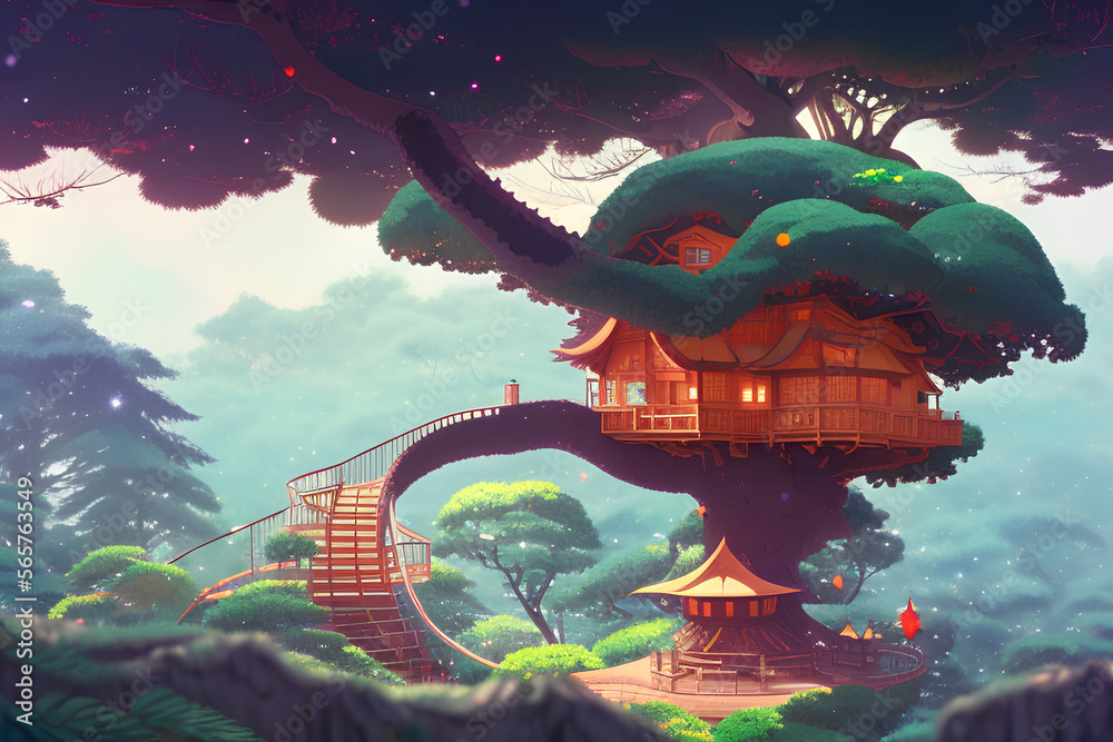 Fantasy Tree House In Forest 10- Background for Level Design, RPG and ...