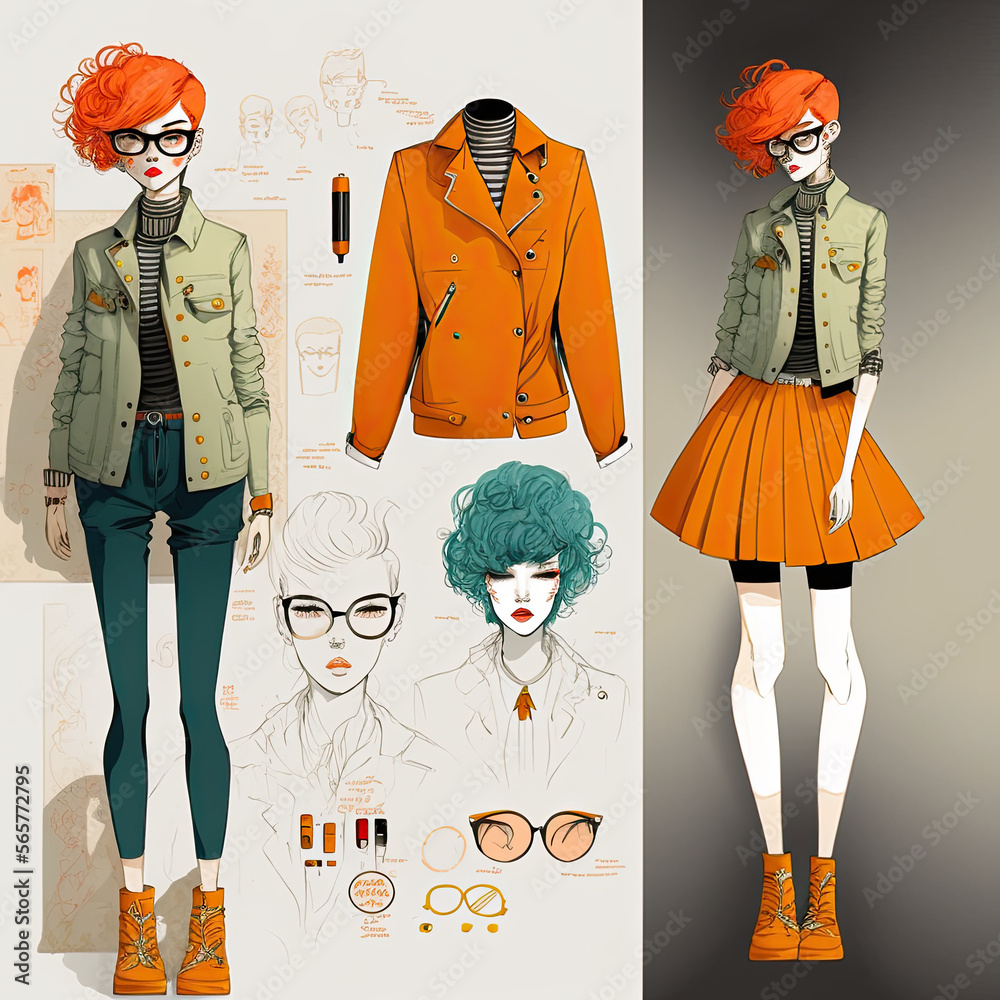 fashion layout sketch, Generative AI Stock Illustration | Adobe Stock